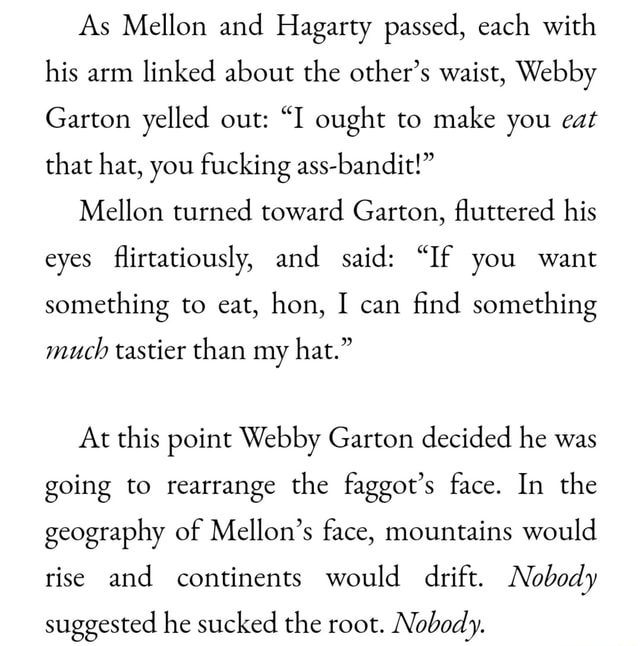 As Mellon and Hagarty passed, each with his arm linked about the other ...