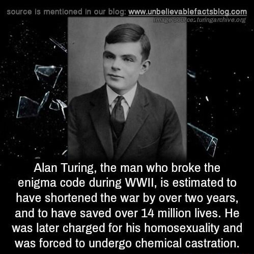 Alan Turing, the man who broke the enigma code during WWII, is ...