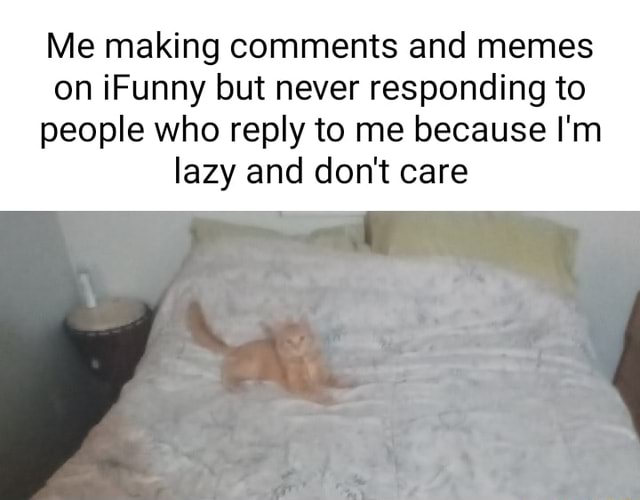Me making comments and memes on iFunny but never responding to people ...