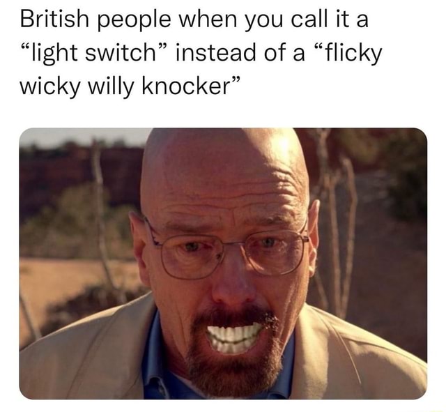 British people when you call it a "light switch" instead of a "flicky ...