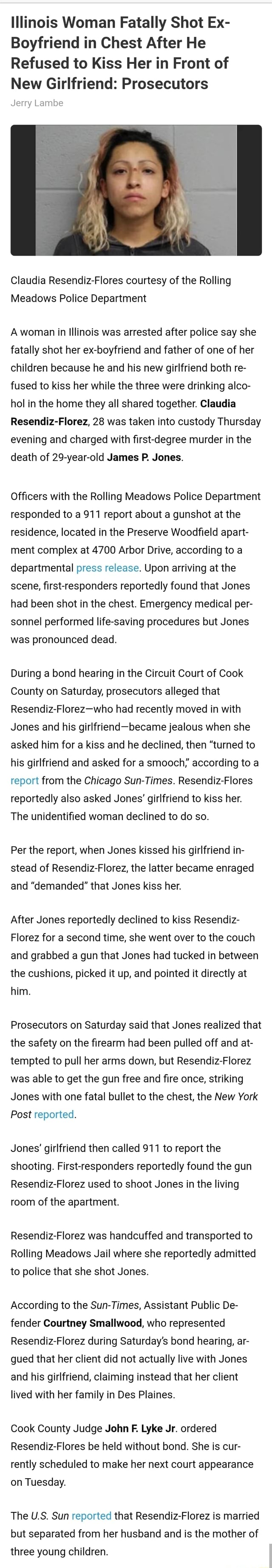 Illinois Woman Fatally Shot Ex- Boyfriend in Chest After He Refused to ...