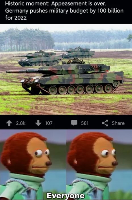 Historic moment: Appeasement is over. Germany pushes military budget by ...