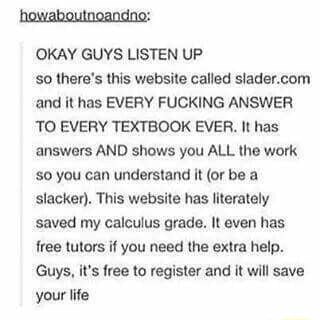 Hahah :) - howaboutnoandno: OKAY GUYS LISTEN UP so there's this website ...