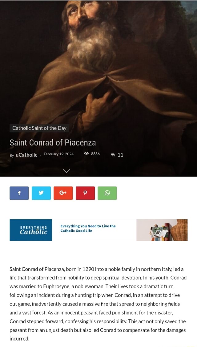 Catholic Saint of the Day Saint Conrad of Piacenza uCatholic February ...