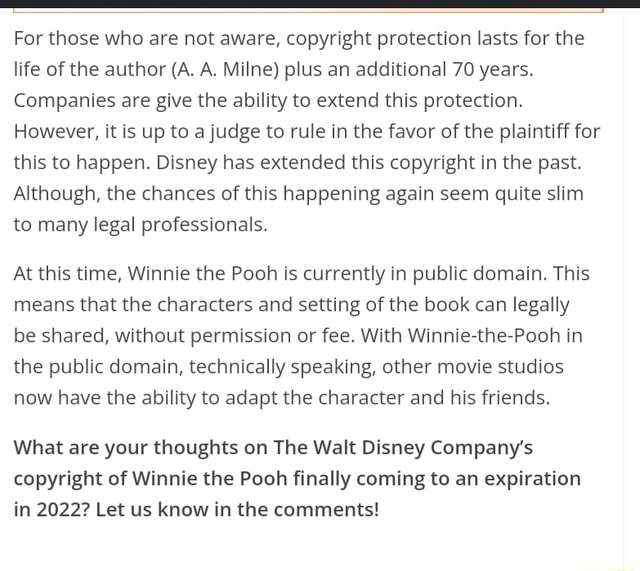 Disney Officially Loses Copyright of Winnie the Pooh - For those who ...