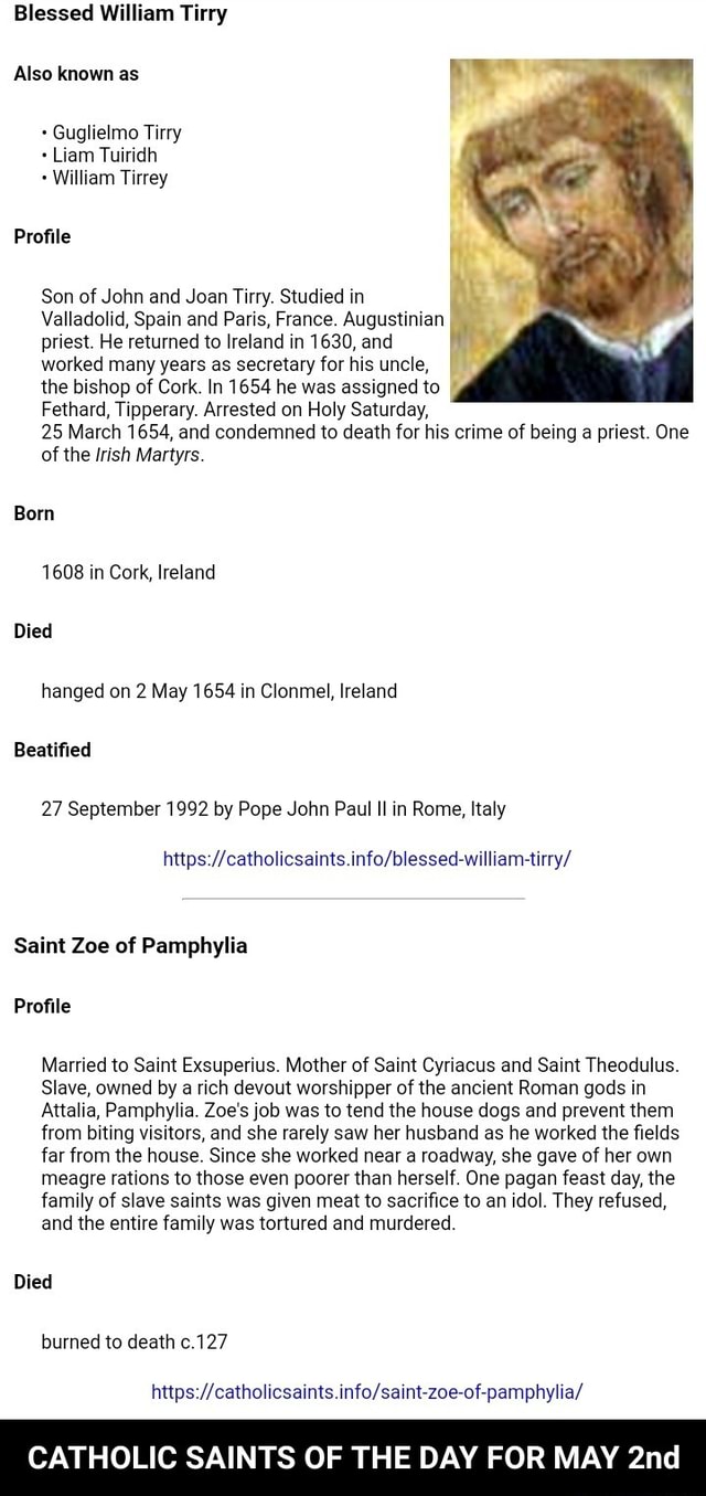 Blessed William Tirry Also known as Guglielmo Tirry Liam Tuiridh ...
