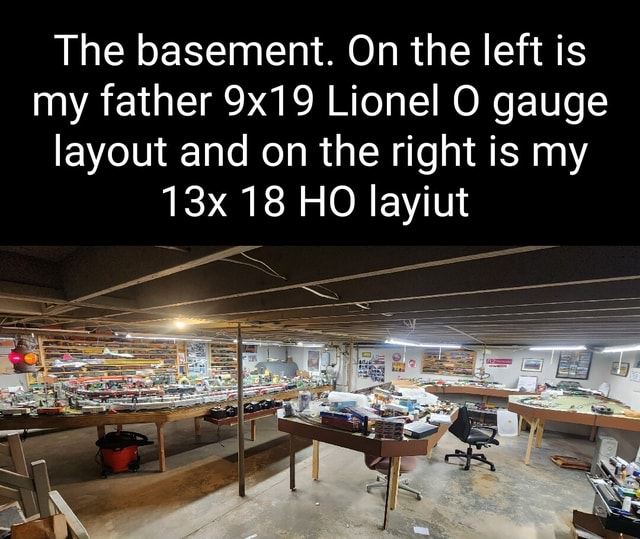 The basement. On the left is my father 9x19 Lionel O gauge layout and ...
