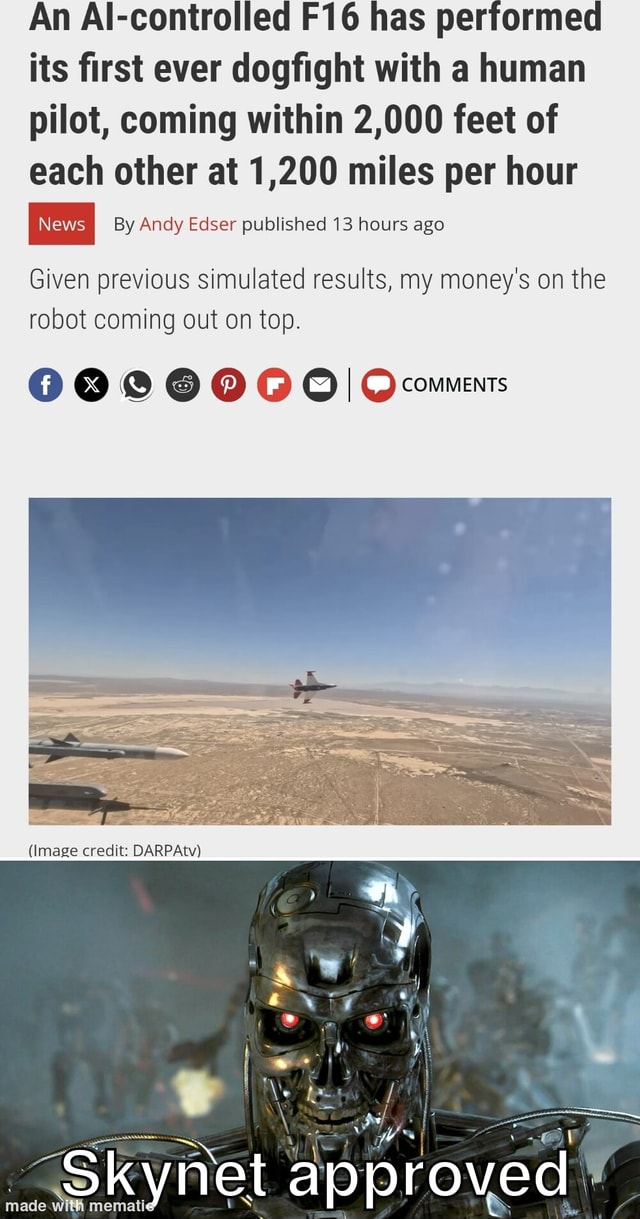 An Al-controlled has performed its first ever dogfight with a human ...