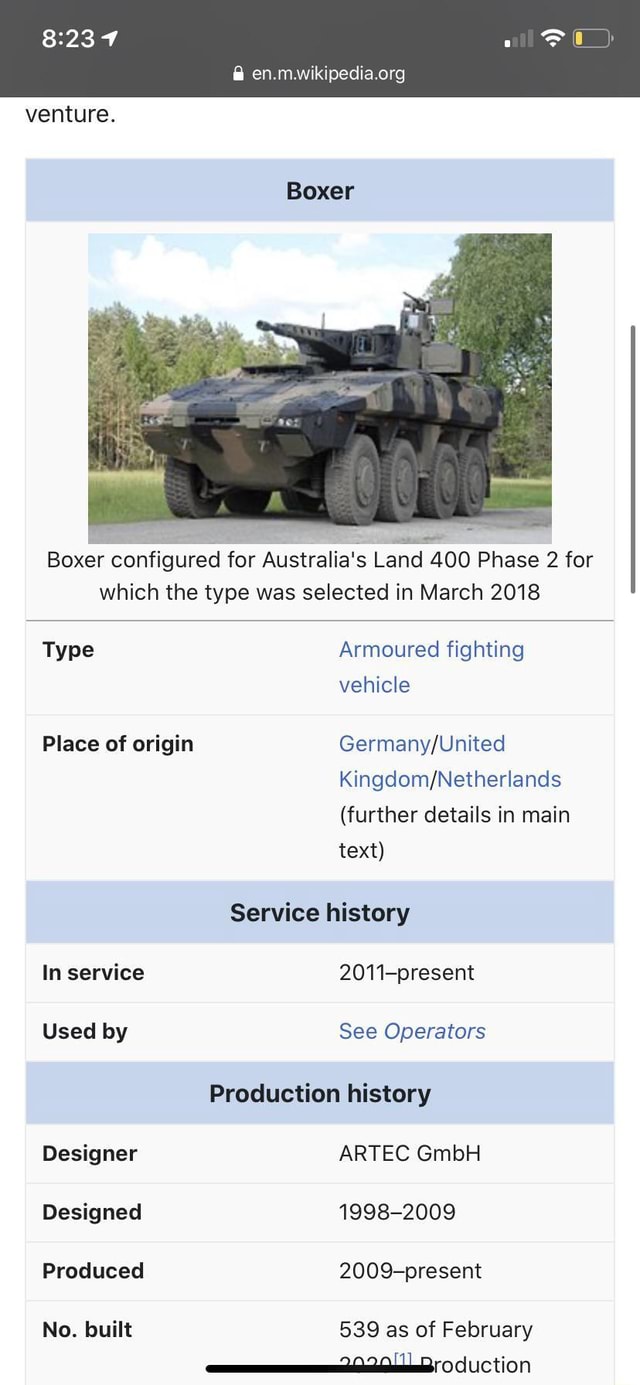 Venture. Boxer Boxer configured for Australia's Land 400 Phase 2 for ...