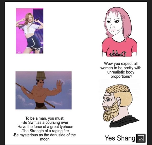 Wow you expect all women to be pretty with unrealistic body proportions ...