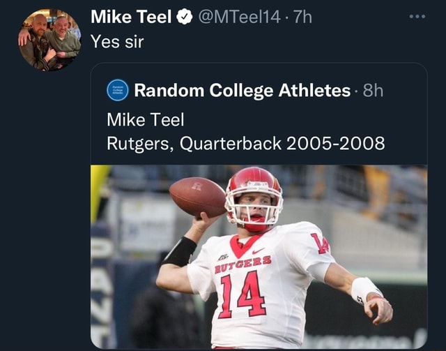 Mike Teel @ @MTeel14 Yes sir Random College Athletes Mike Teel Rutgers ...