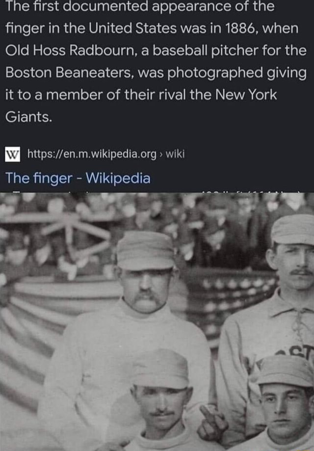 The first documented appearance of the finger in the United States was ...