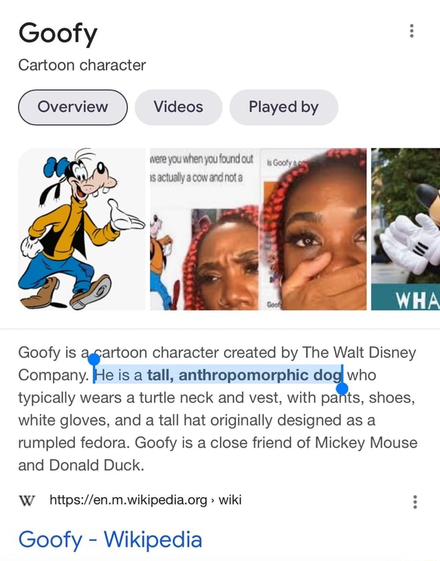 Goofy Cartoon character Videos Played by were you when yOu actually a ...