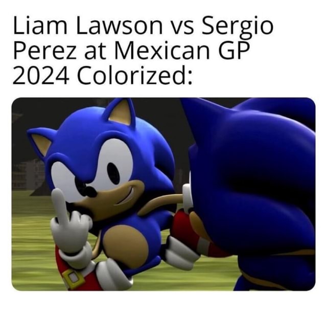 Liam Lawson vs Sergio Perez at Mexican GP 2024 Colorized: - iFunny