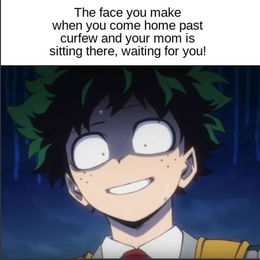 The face you make when you come home past curfew and your mom is ...