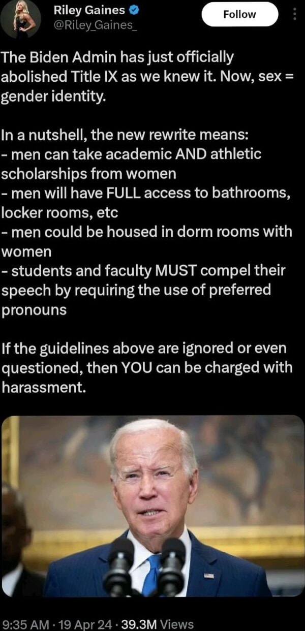 Riley Gaines Riley Gaines The Biden Admin Has Just Officially