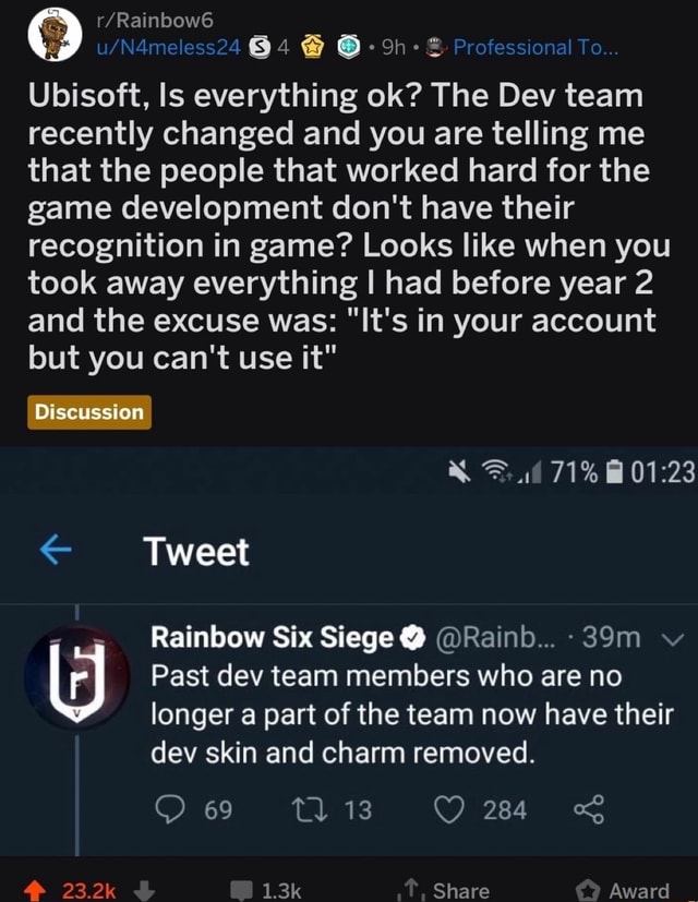 Ubisoft, Is everything ok? The Dev team recently changed and you are ...