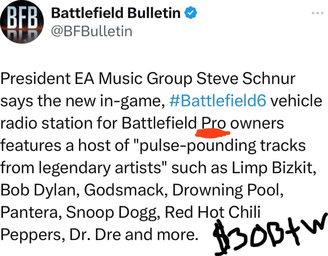 Battlefield Bulletin @ President EA Music Group Steve Schnur says the ...