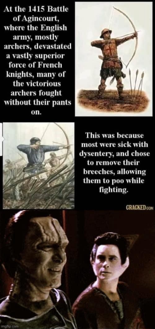 At the 1415 Battle of Agincourt, where the English army, mostly archers, devastated a vastly ...