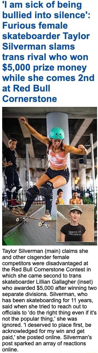 'Lam sick of being bullied into silence': Furious female skateboarder ...