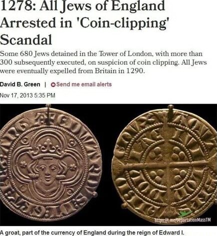 Jews Scandal SS Acrested fed, on suspicion of coin clipping. All Jews ...