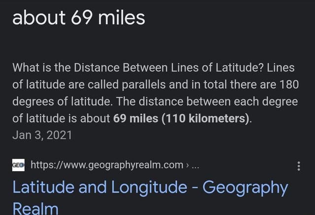 About 69 miles What is the Distance Between Lines of Latitude? Lines of ...