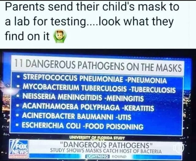 Parents send their child's mask to a lab for testing....look what they ...