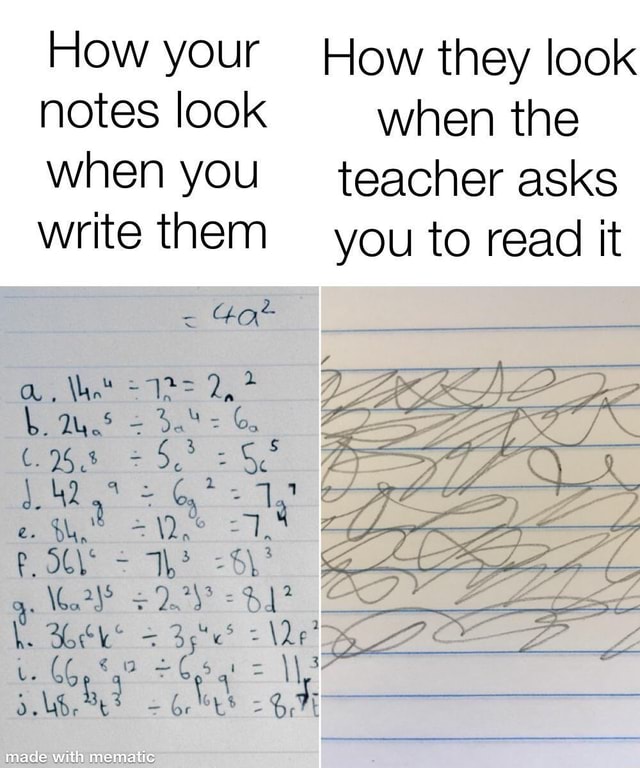 How your How they look notes look when the when you teacher asks write ...