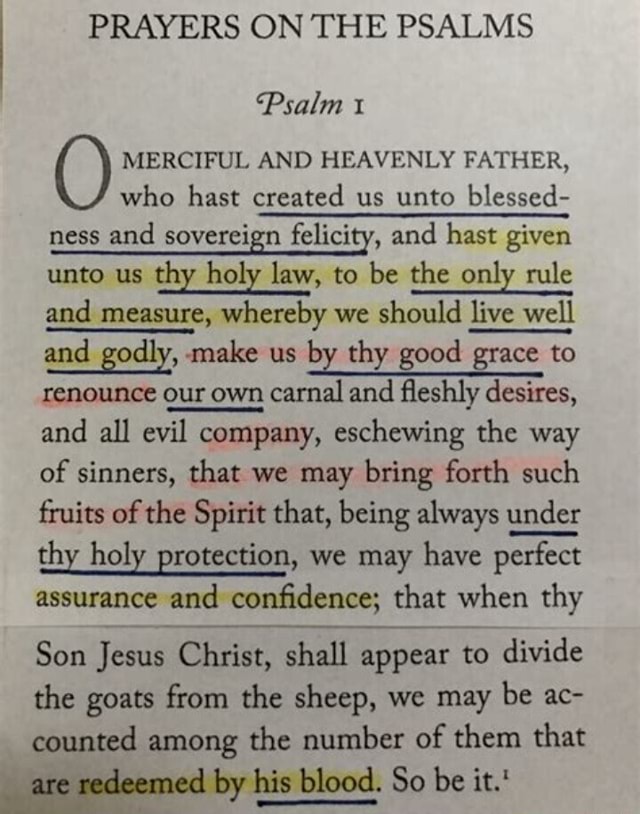 PRAYERS ON THE PSALMS Psalm 1 MERCIFUL AND HEAVENLY FATHER, who hast ...