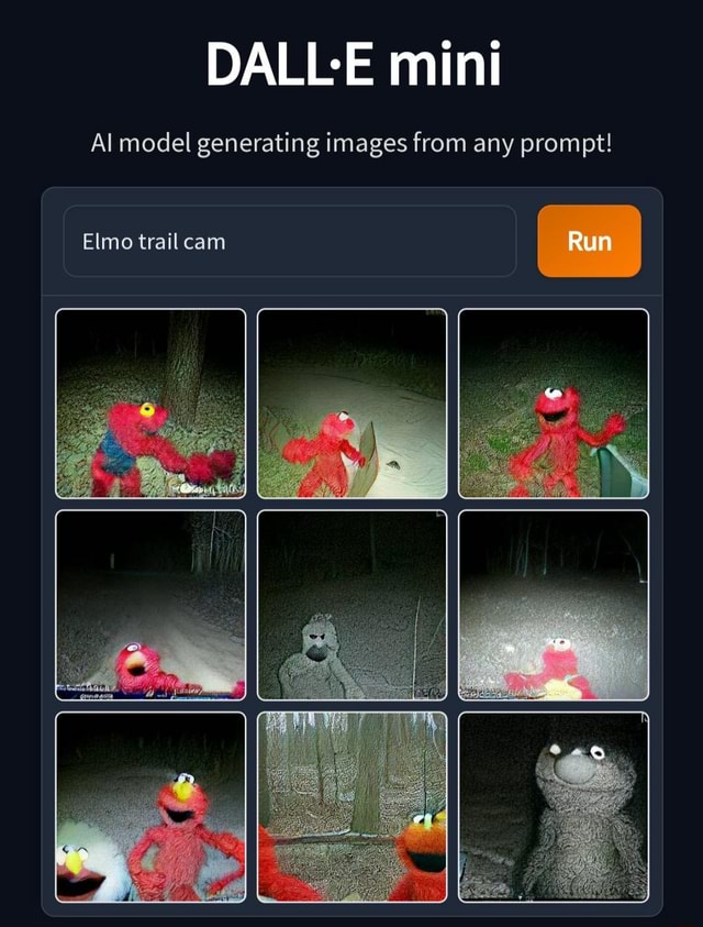 Mini Al model generating images from any prompt! Elmo trail cam Run 4 ...