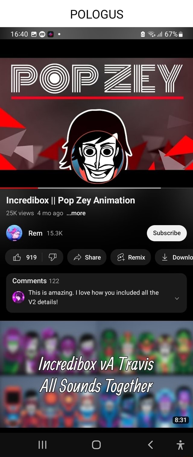 POLOGUS 1640 B@" all 67% POP ZEY Incredibox II Pop Zey Animation views ...