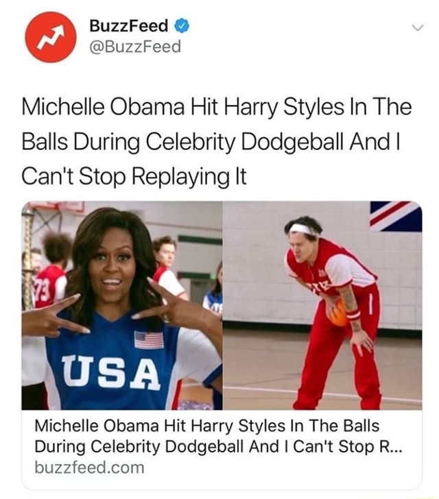 Michelle Obama Hit Harry Styles In The Balls During Celebrity Dodgeball ...