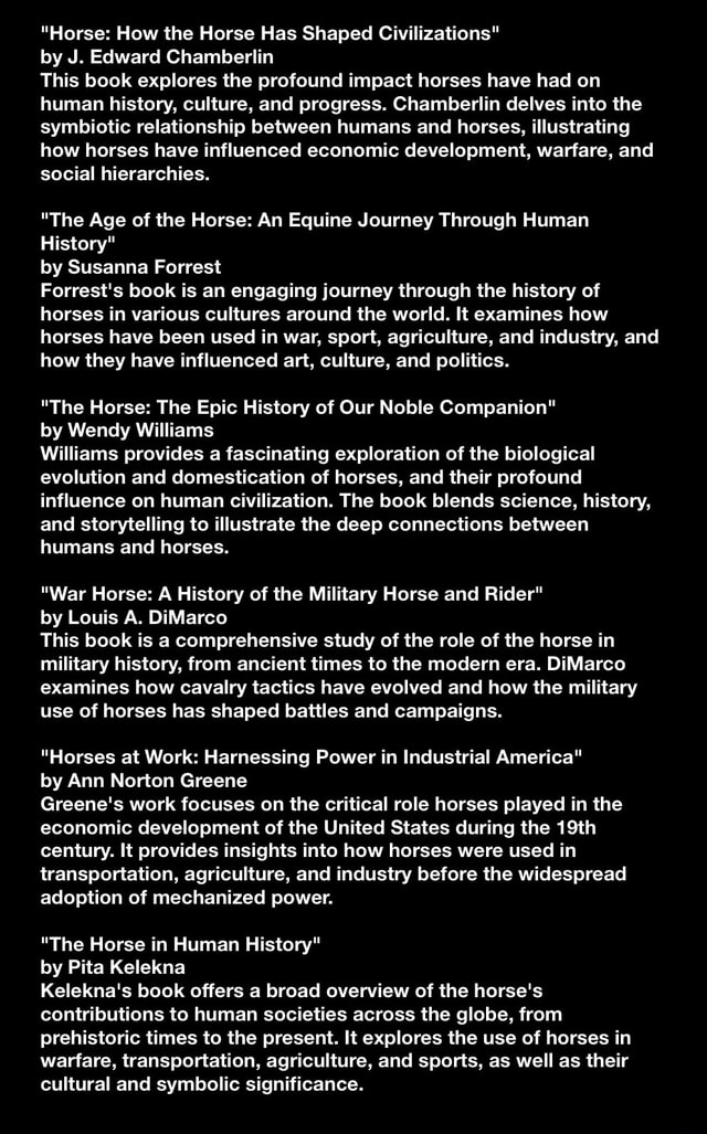 "Horse: How the Horse Has Shaped Civilizations" by J. Edward Chamberlin ...