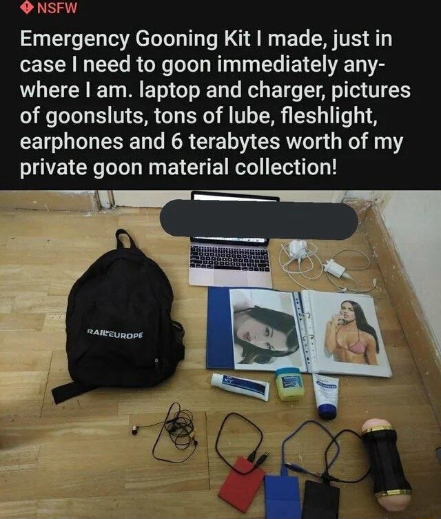 NSFW Emergency Gooning Kit I made, just in case I need to goon immediately any- where I am ...