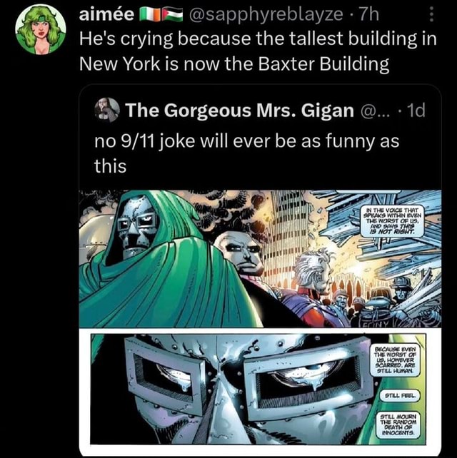 Aime @sapphyreblayze He's crying because the tallest building in New ...