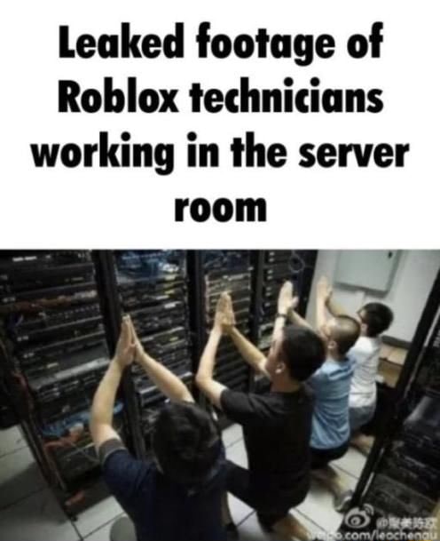 Leaked footage of Roblox technicians working in the server room - iFunny