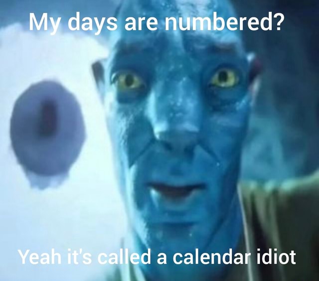 My days are numbered? Yeah it's called a calendar idiot - iFunny