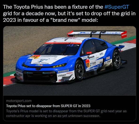 The Toyota Prius has been a fixture of the #SuperGT grid for a decade ...