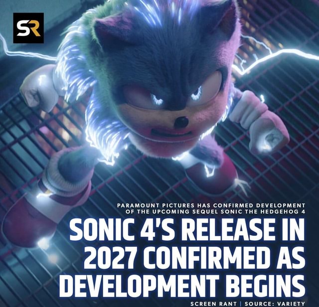 PARAMOUNT PICTURES HAS CONFIRMED OF THE UPCOMING SEQUEL SONIC THE HEDGEHOG SONIC RELEASE IN 2027 ...