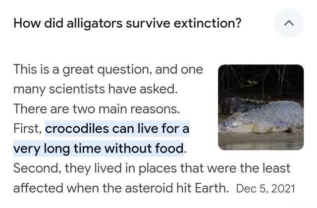 How did alligators survive extinction? This is a great question, and ...