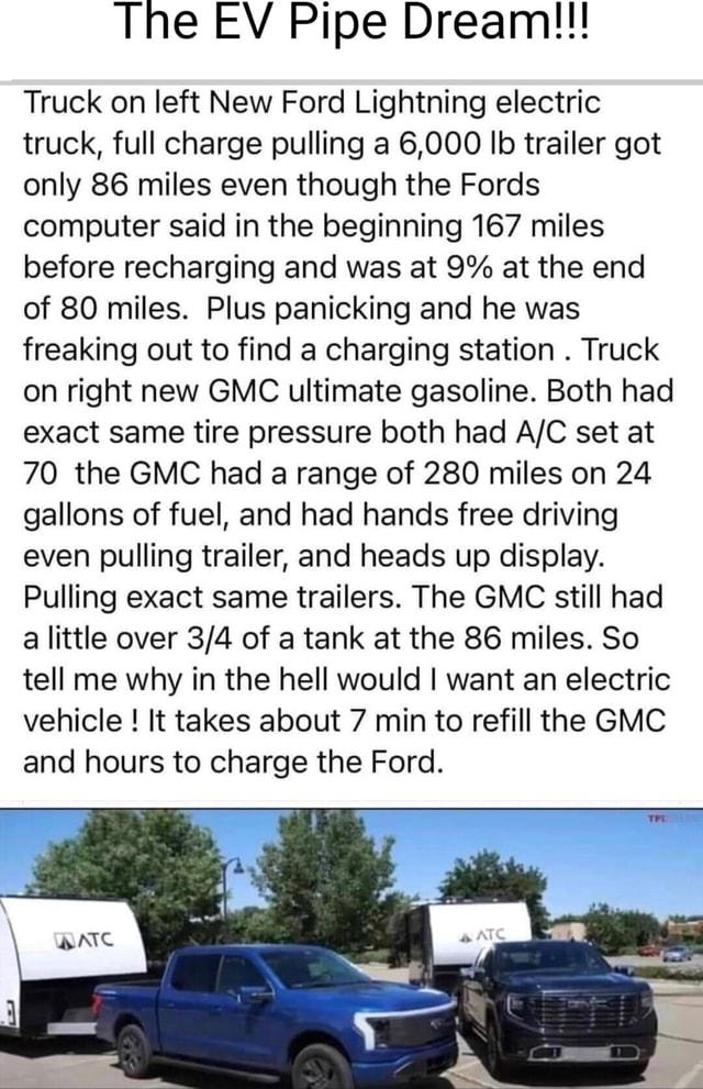 The EV Pipe Dream!!! Truck on left New Ford Lightning electric truck ...