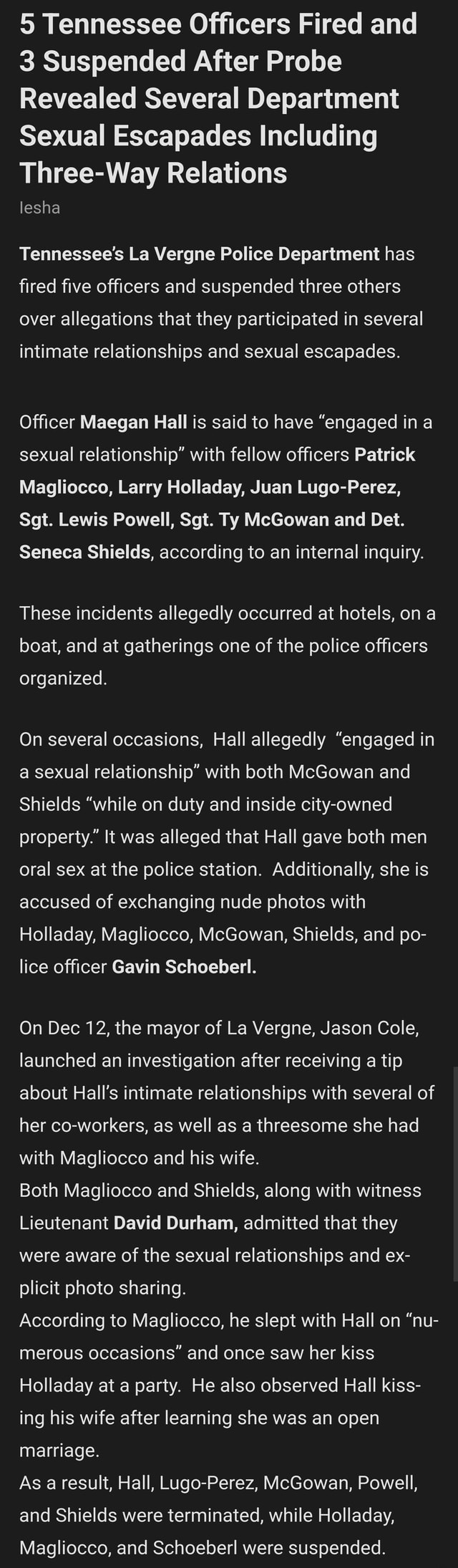 5 Tennessee Officers Fired and 3 Suspended After Probe Revealed Several ...