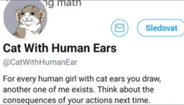 Cat With Human Ears Sledovat ar For every human girl with cat ears you draw, another one of me ...