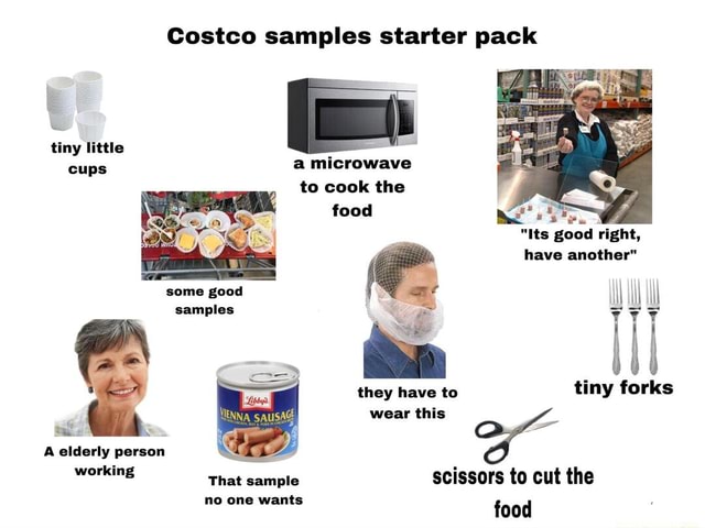 Costco samples starter pack tiny little cups a microwave to cook the ...