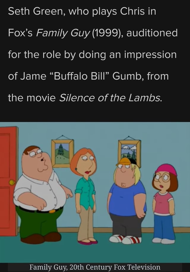 Seth Green, who plays Chris in Fox's Family Guy (1999), auditioned for ...