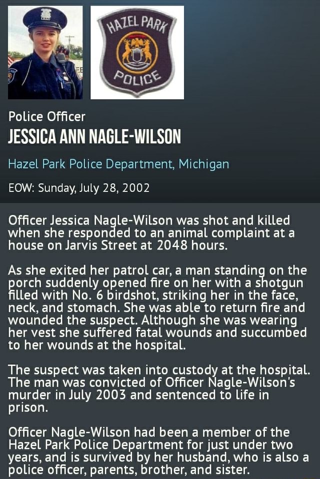 Police Officer JESSICA ANN NAGLE-WILSON Hazel Park Police Department ...