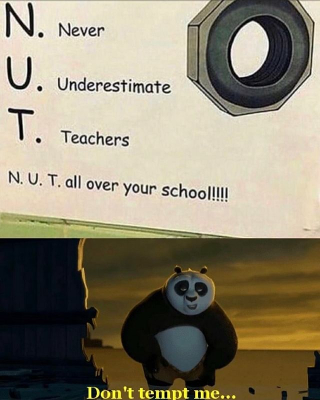 IN Never Underestimate Teachers N. U. T. all over your schoollill - iFunny