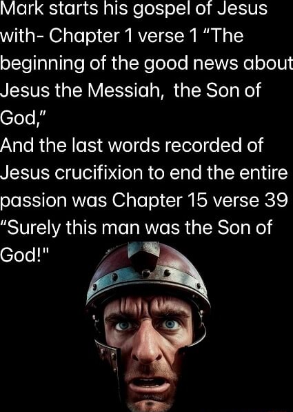 Mark starts his gospel of Jesus with- Chapter 1 verse 1 "The beginning of the good news about ...