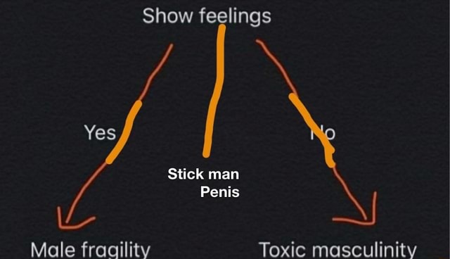 Show feelings Yes Stick man Penis Male fragility Toxic masculinity - iFunny