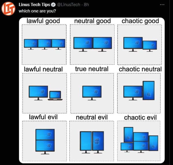 Linus Tech Tips which one are you? lawful good neutral good chaotic ...